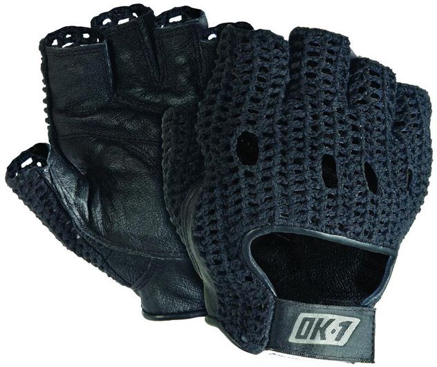 OK-1 Fingerless Lifter's Gloves WGS - Padded, Premium Grain Leather ...